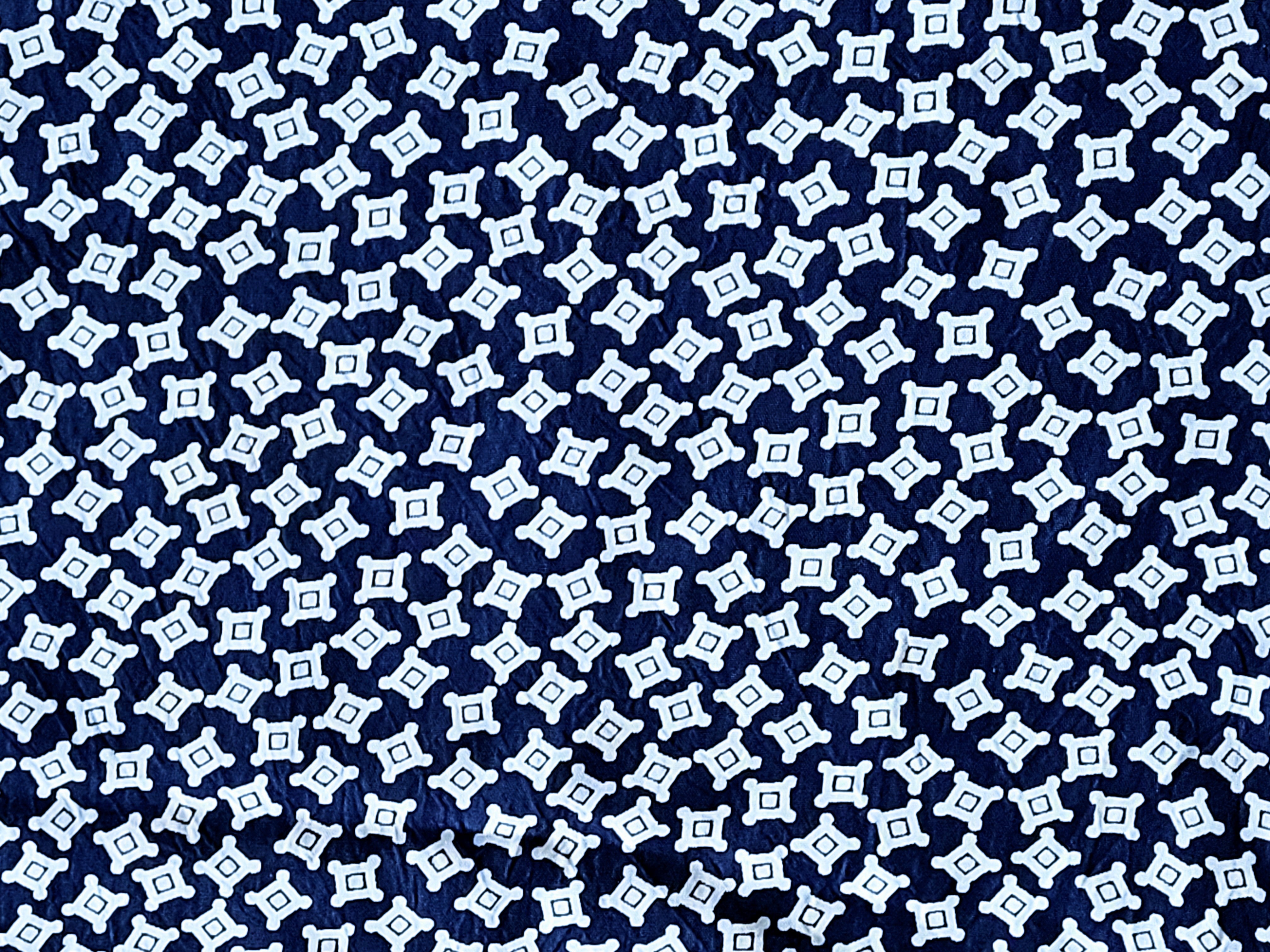 Vintage Fabric - Rayon - Allover Small Squares - Blue - Fabric Remnant ...